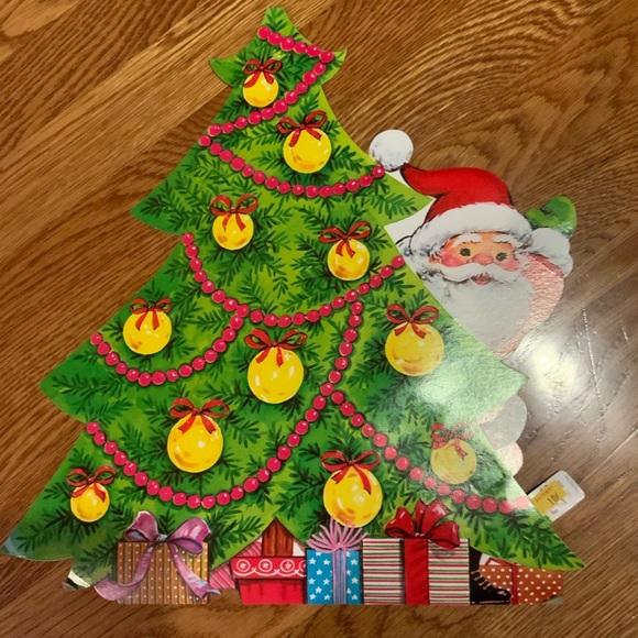 Holiday | Vintage Die Cut Cutout Santa Tree Gifts Nos N | Poshmark